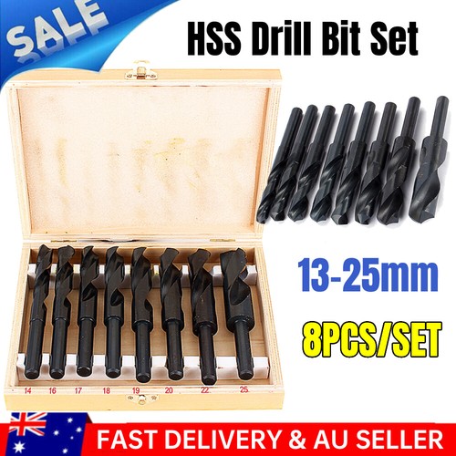 8PCS HSS REDUCED SHANK DRILL BIT SET BENCH DRILL 14 16 17 18 19 20 22 ...