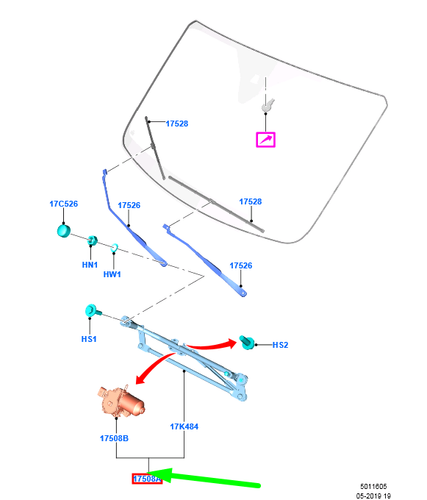 FORD TRANSIT MK4 Front Wiper Motor Assy LHD 2485680 BK31-17504-BD NEW ...