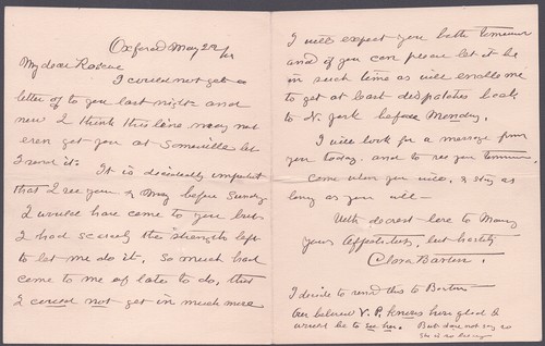 CLARA BARTON - AUTOGRAPH LETTER SIGNED 05/20/1908 | eBay