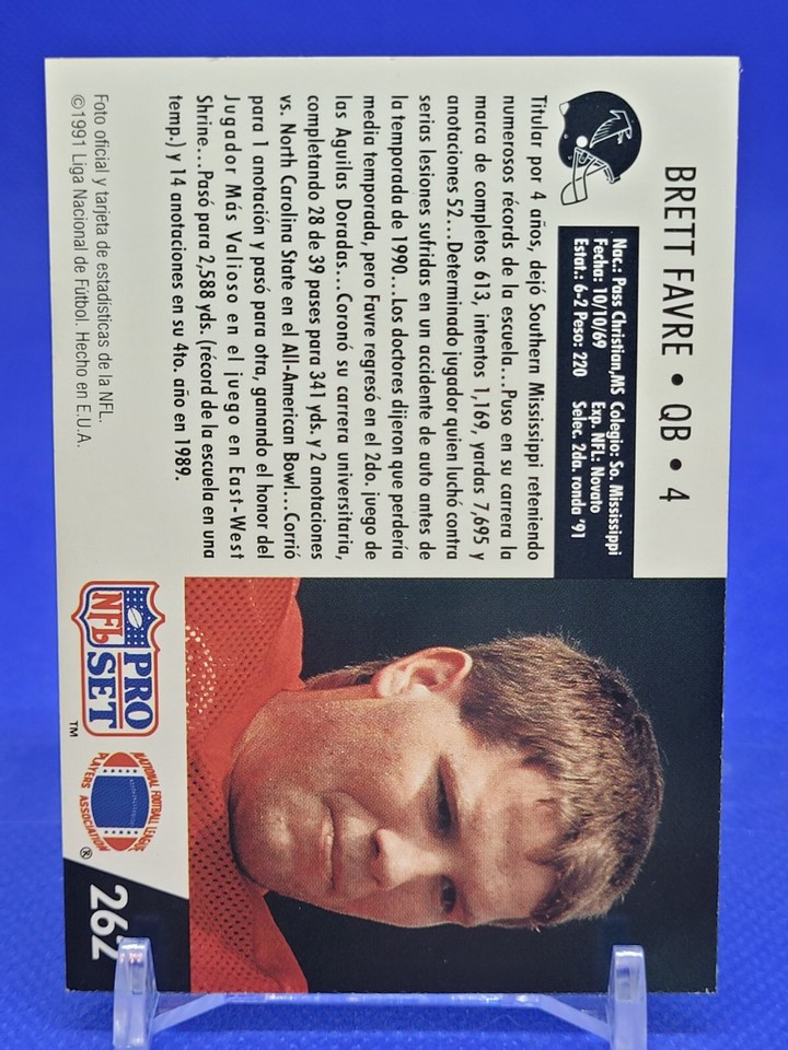 1991 Pro Set Spanish Brett Favre #262 Rookie RC HOF | eBay