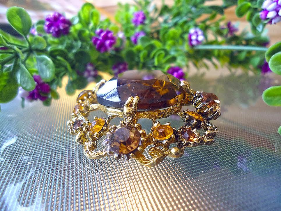 Precious Vintage Bracelet And Brooch With Amber Crystal Stones | eBay
