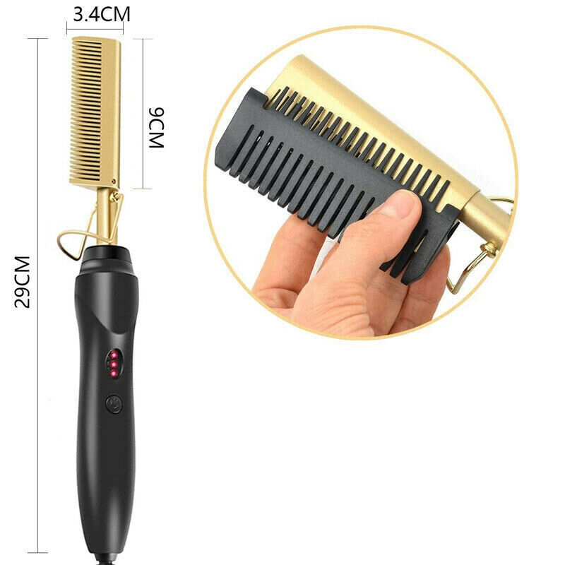 40W Two-in-One Adjustable Electric Hot Comb Hair Straightener With Plug ...