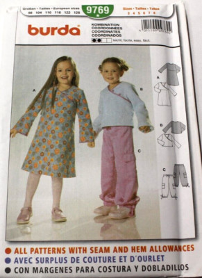 Burda 9769 Girls Children Dress, Cargo Pants & Top 3-4-5-6-7-8 Sewing ...