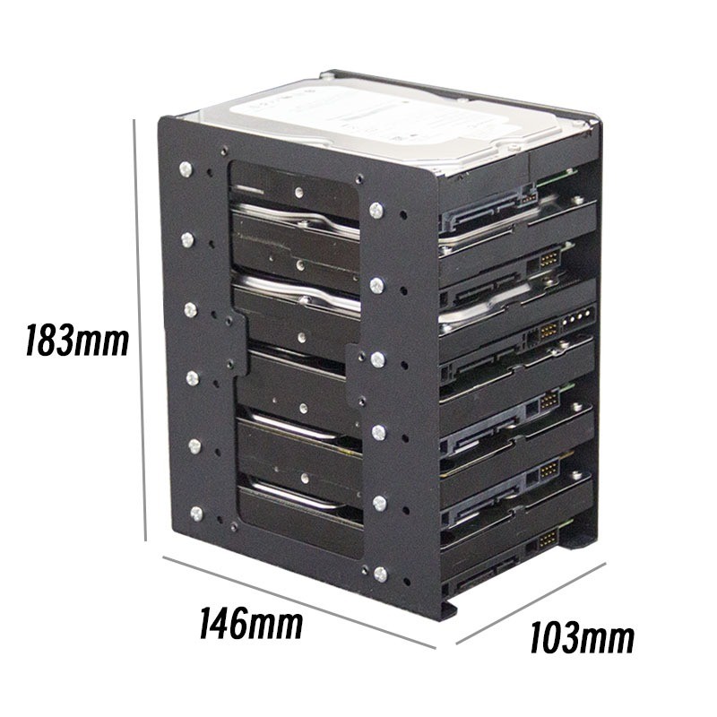 6 Bay 3.5 Inch HDD Hard Drive Mounting Bracket Holder Cage With Cooling ...