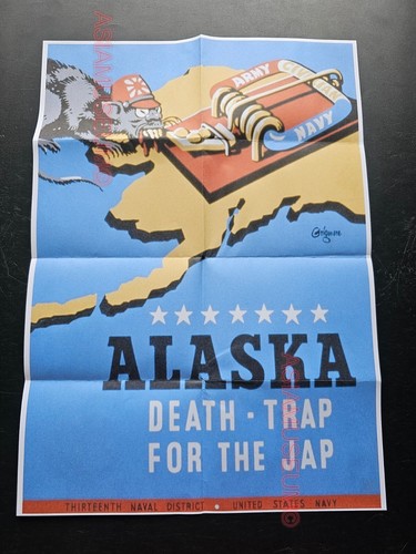 1943 WW2 USA AMERICA ALASKA DEATH TRAP JAPAN MOUSE RAT WAR PROPAGANDA ...