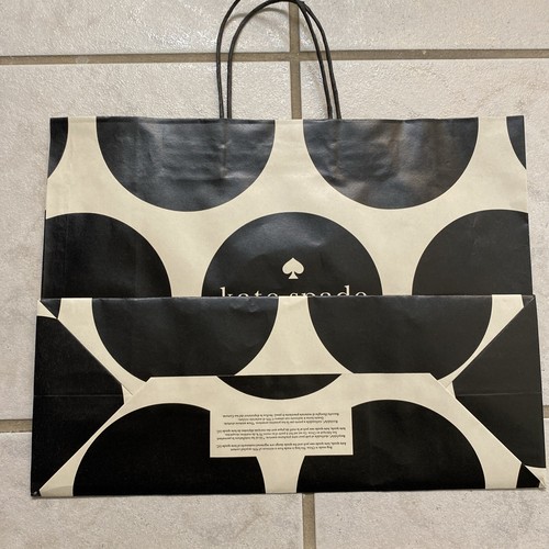 New KATE SPADE New York PAPER GIFT BAG Shopping Polka Dot Black Beige ...