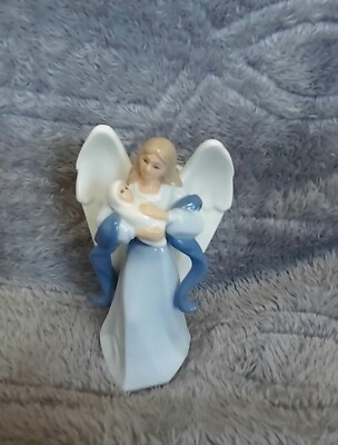 Hallmark Porcelain Ceramic Angel Holding Figurine Blue & White HMK ...