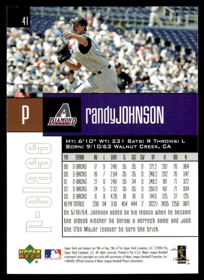 2004 Upper Deck r-class #41 Randy Johnson EX/NM Arizona Diamondbacks | eBay