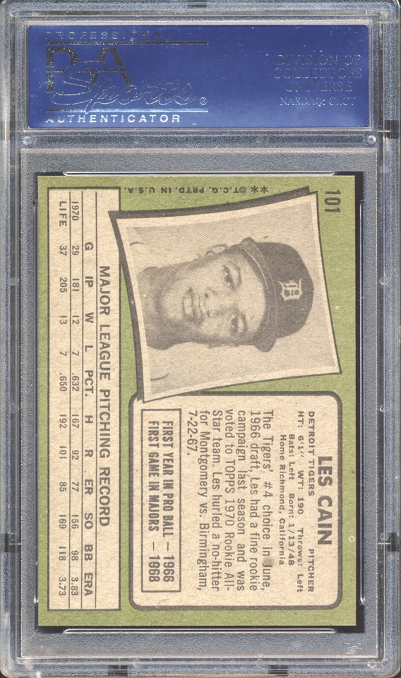 1971 Topps Baseball Les Cain #101 PSA 8 TIGERS NM-MT | eBay