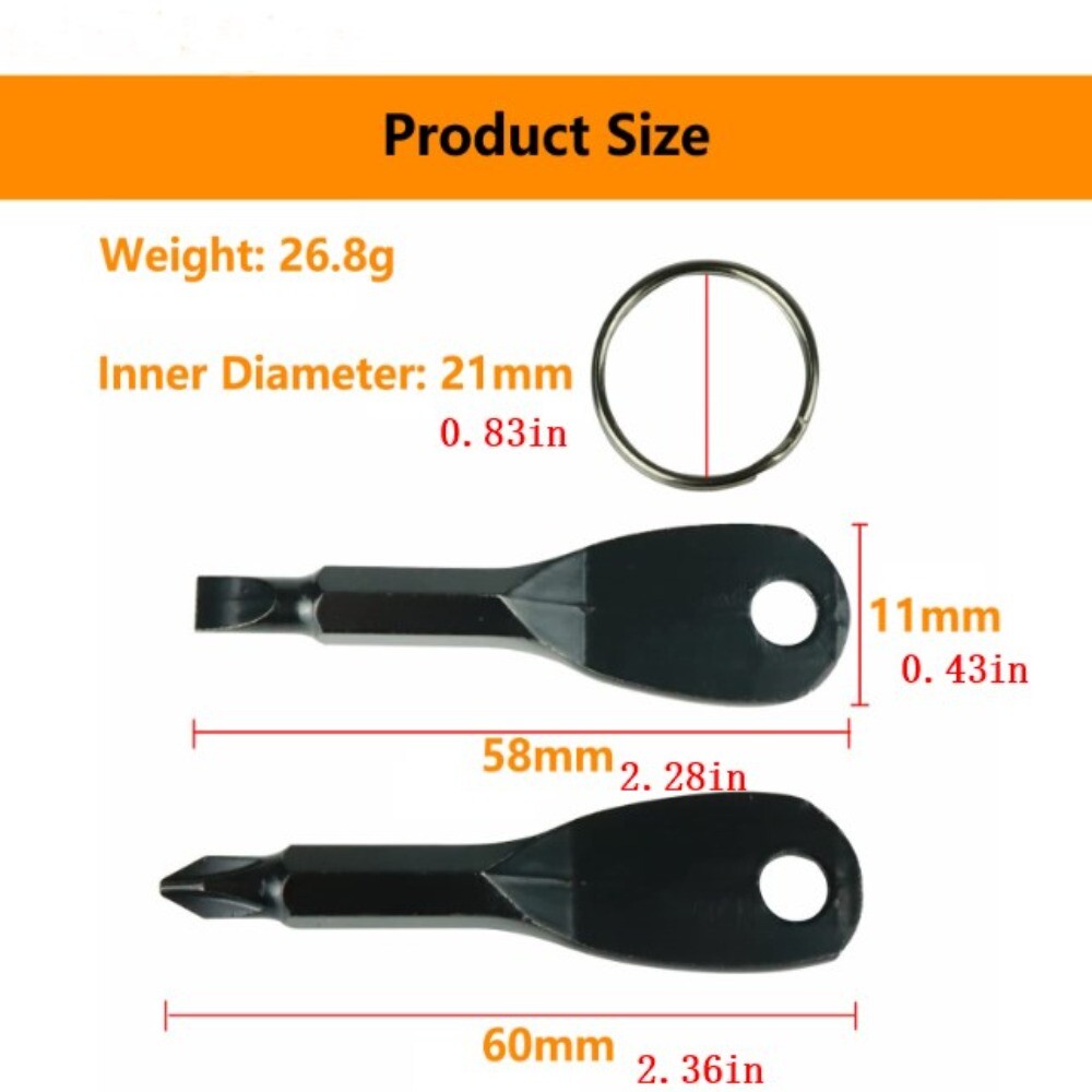 10Pcs with Key Ring Pocket Keychain Black Screwdriver Keychain DIY | eBay