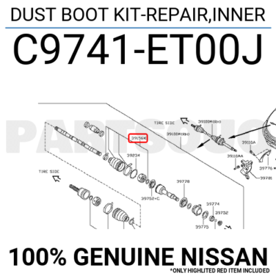 C9741ET00J Genuine Nissan DUST BOOT KIT-REPAIR,INNER C9741-ET00J | eBay