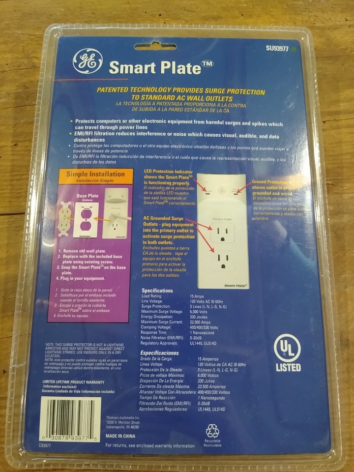 General Electric Smart Plate - Surge Protected Wall Plate - Brand New ...