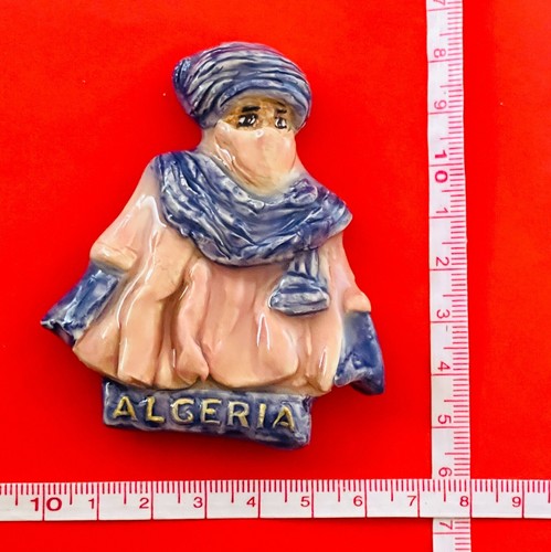 ALGERIA / ALGERIAN MAN / HANDMADE GLAZED CERAMIC SOUVENIR FRIDGE MAGNET ...