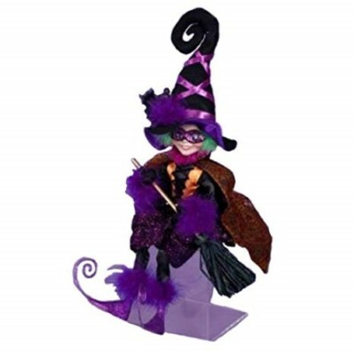 HW1408 RETIRED NIB Pixie Pyes 20" WITCH Pixie Broom Halloween Table ...