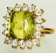 Burle Marx 18K Yellow Gold Cushion Green Chrysoberyl Diamond Halo ...