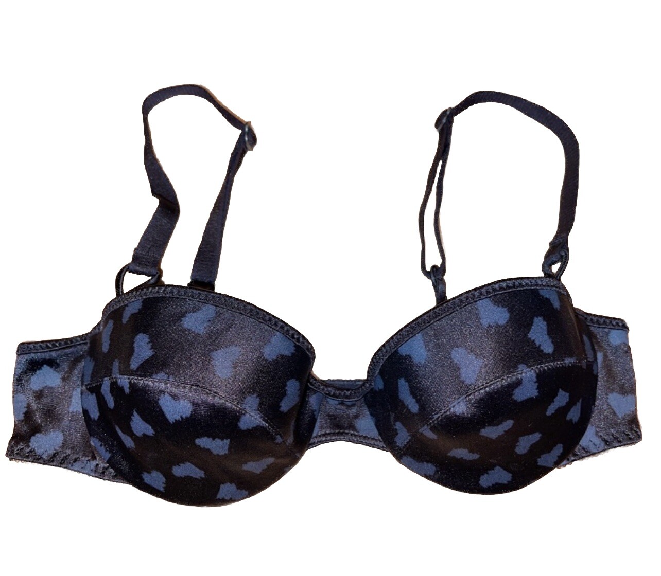 Vintage Lovable Black Satin Underwire Bra 36 A - Gem