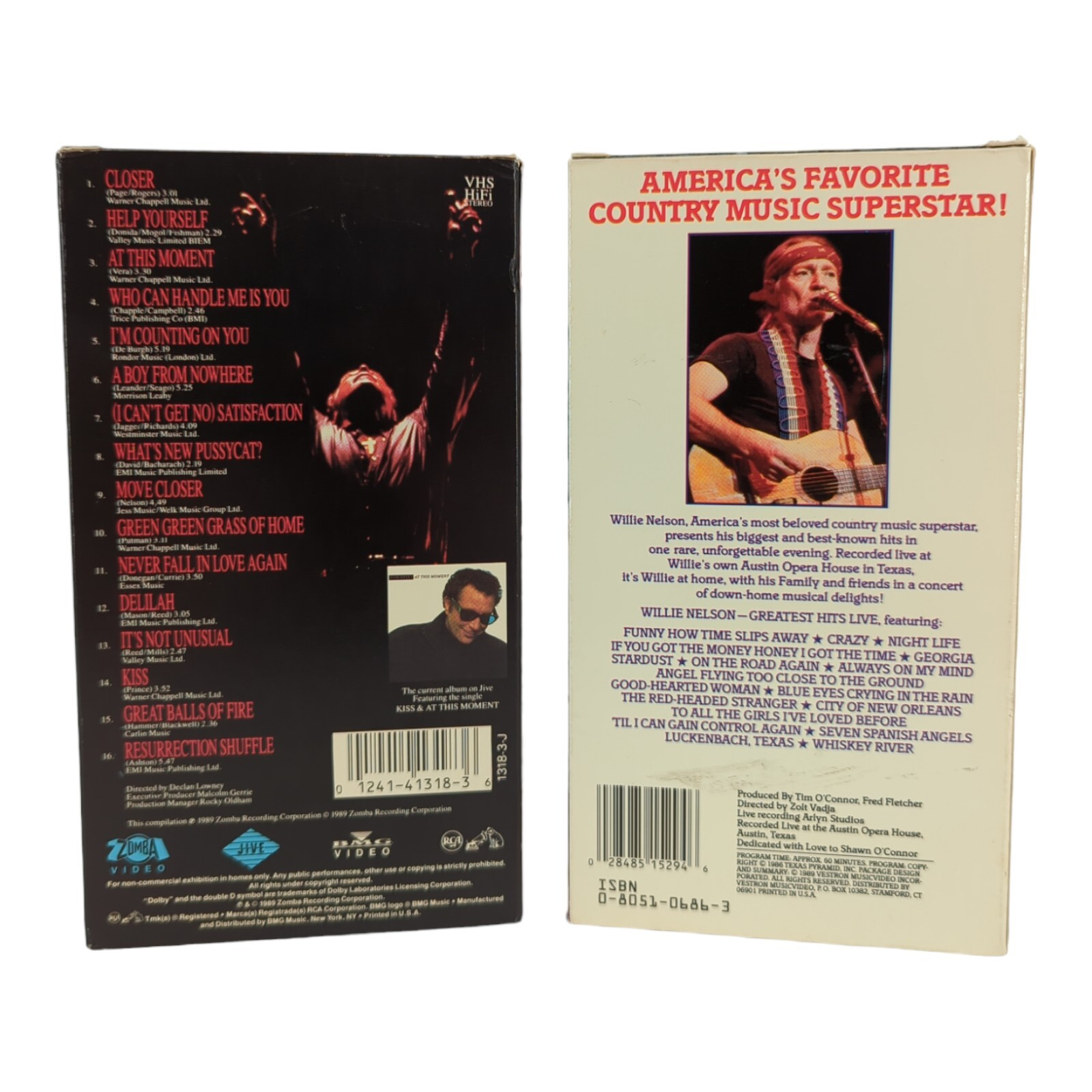 VINTAGE Lot of 2 Live Concerts VHS 1980s Tom Jones Willie Nelson TESTED ...
