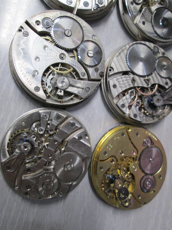 Vintage Lot of 8 Pocket Watch Movements 42mm-44mm _ Illinois Capitol ...