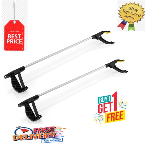2 X LONG REACH 75cm GRABBER REACHER LITTER PICKER HELPING HAND HELD ...