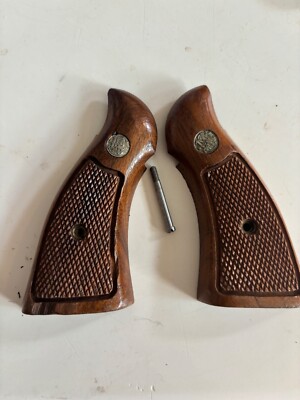 Smith & Wesson Factory K Frame Magna Square Butt Wood Grips Silver ...