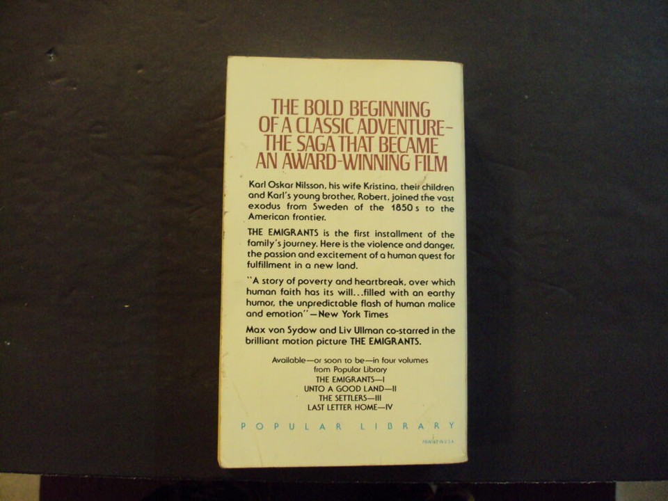 The Emigrants pb Vilhelm Moberg 1st Popular Library Print 1978 ID:80544 ...