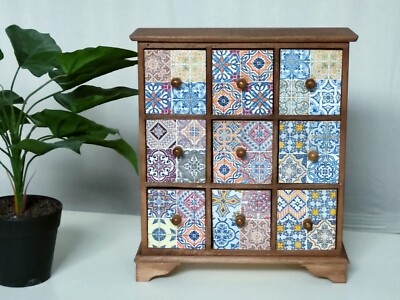 Tabletop Cabinet with 9 Drawers. Mini Chest of Drawers. Wooden Desktop ...