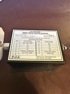 Trans-Cal Altitude Digitizer SSD120 P/N SSD120-20 14-28 volt with mount ...