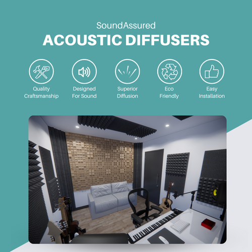 Wood Acoustic Diffuser Panel - Wooden Acoustic Sound Diffusion Wall ...