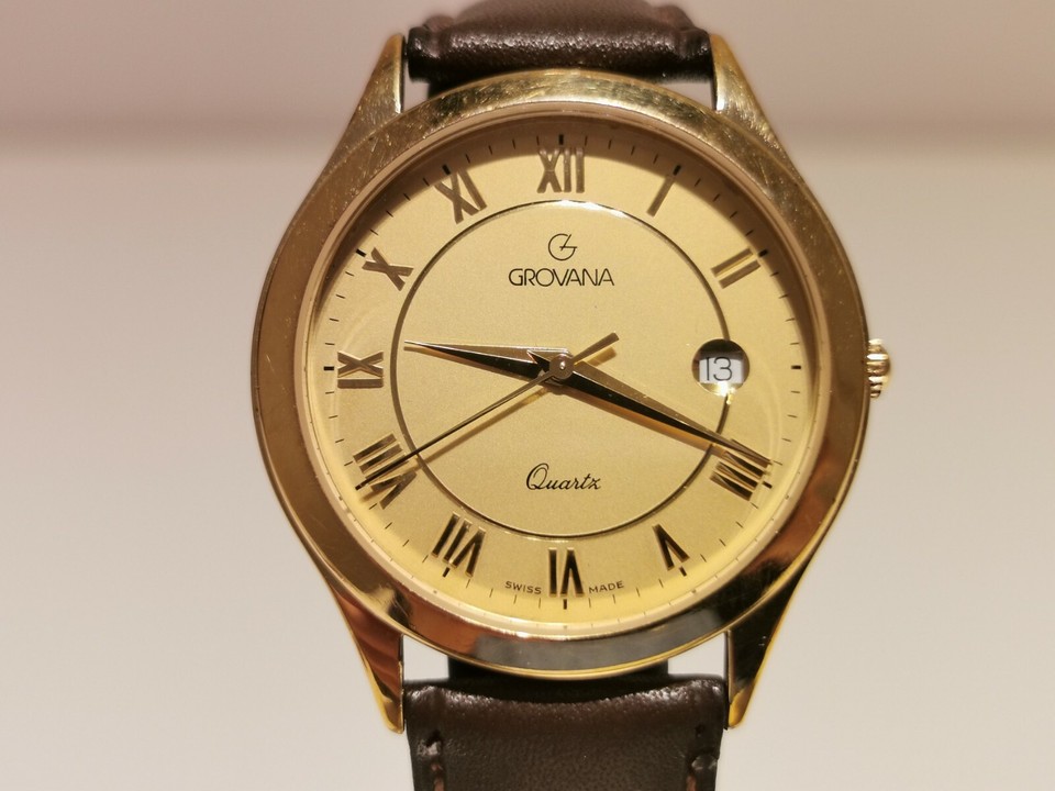 VINTAGE CLASSIC LUXURY NICE SWISS GOLD PLATED MEN'S QUARTZ WATCH ...