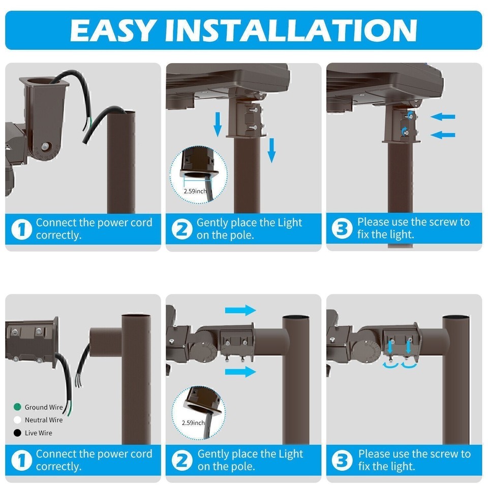 320W LED Parking Lot Shoebox Light Commercial Street Outdoor Pole ...