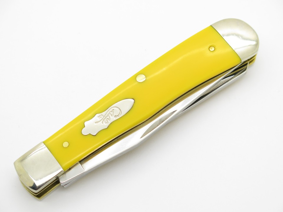 2019 Case XX 4254 USA SS Trapper Yellow Delrin Handle Folding Pocket ...