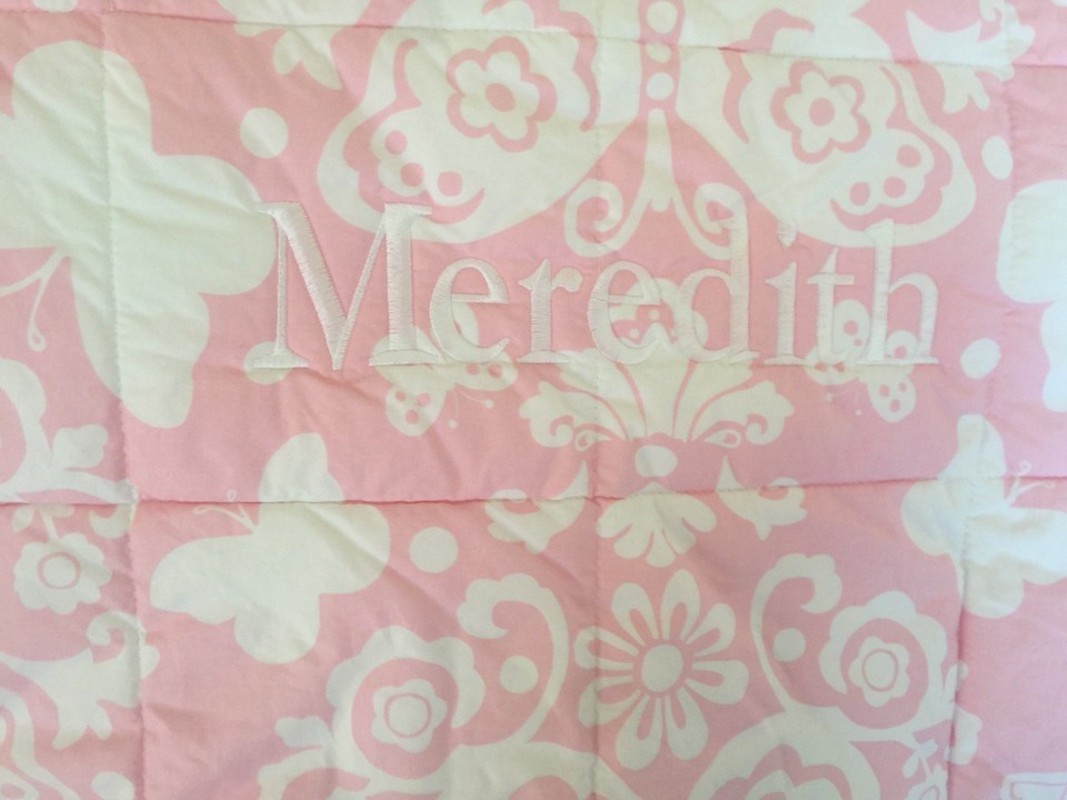 Pottery Barn Butterfly Loft Quilted Pink Pillow Sham Monogrammed ...