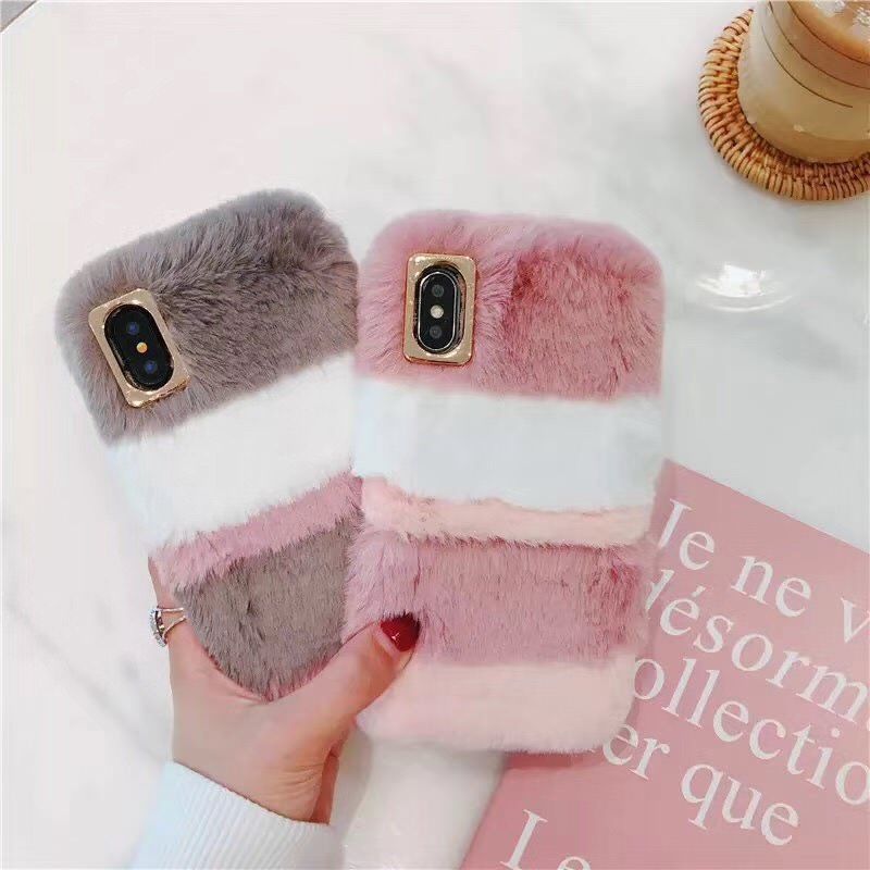 Girls Soft Warm Plush Fluffy Phone Case Cover Comfy Faux Fur For iPhone ...