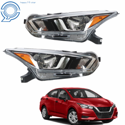 For 2020-2021 Nissan Versa S SV Headlights Halogen Chrome Clear Lens ...