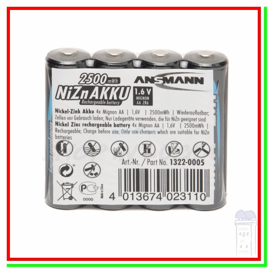 4 Batterie Ricaricabili AA Pile Stilo Mignon NiZn Nichel zinco ZR6 ...