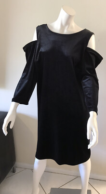 studio one new york women’s black velevet dress with cold shoulders ...