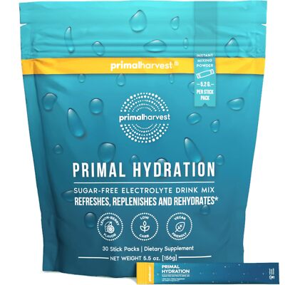 Primal Harvest Electrolytes Powder Packets Primal Hydration, Easy Open ...