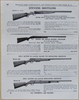 Vintage 1949 STEVENS Single Shotgun Gun Print Ad | eBay