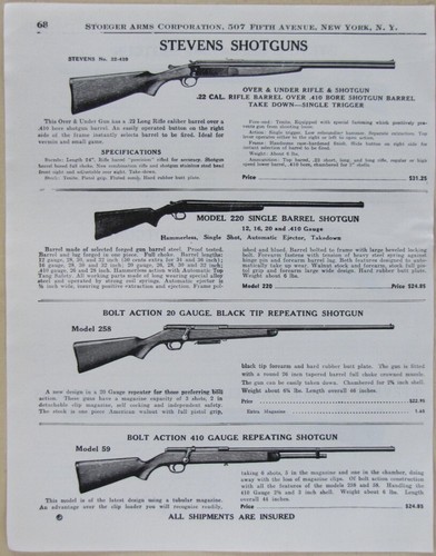 Vintage 1949 STEVENS Single Shotgun Gun Print Ad | eBay