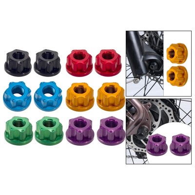 2x Bike Wheel Hub Axle Nuts Bicycle Accessories Replacement Front Wheel ...