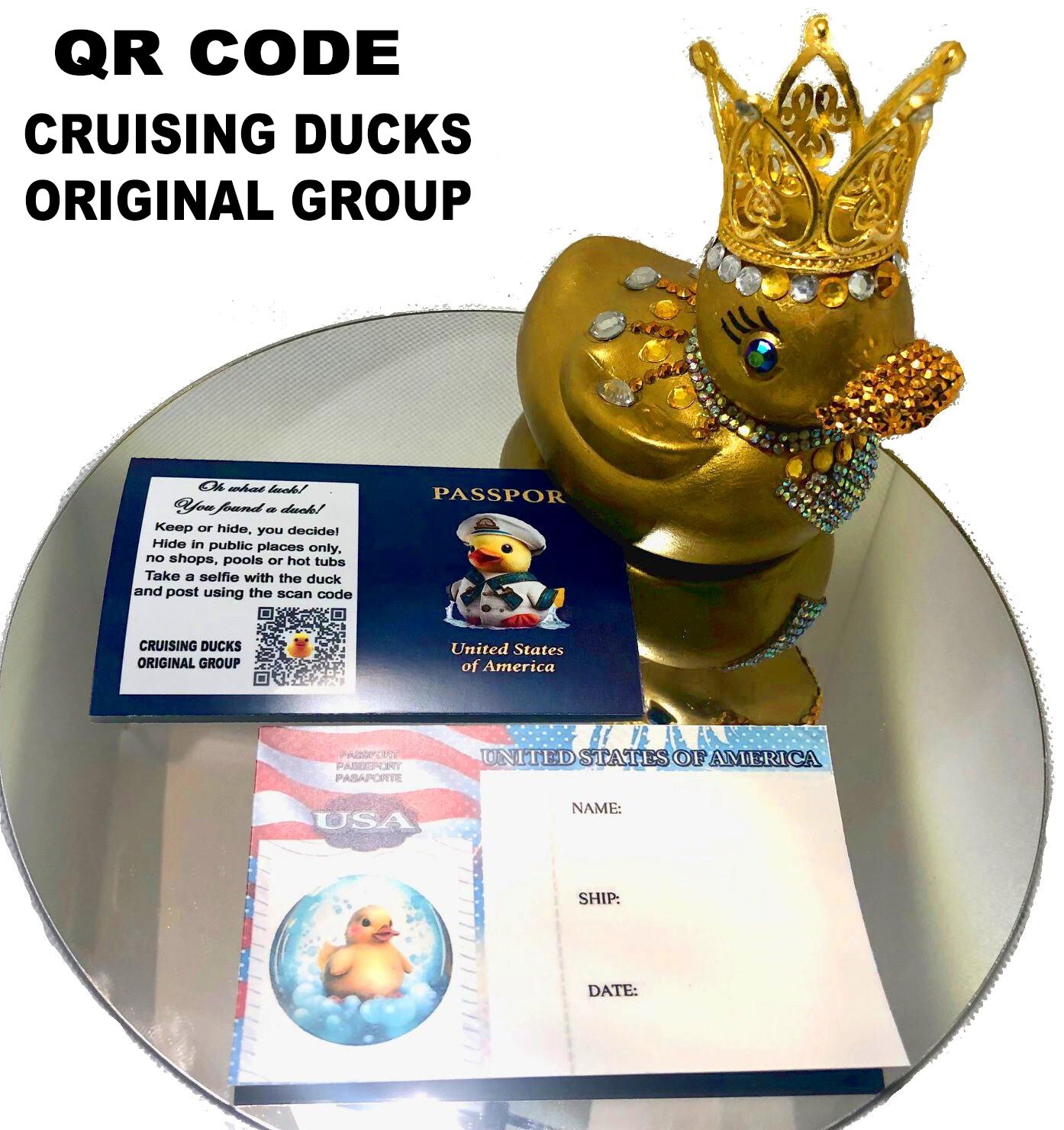 50 CRUISE DUCK PASSPORTS TAGS LABELS WITH RUBBER BANDS & SCAN CODE 2 X ...