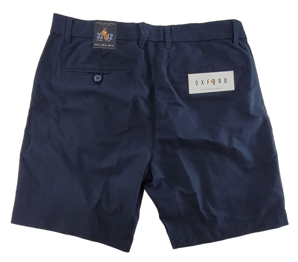 NWT DENIM & FLOWER Oxford Cotton Stretch Casual Men's 8" Shorts Dark ...