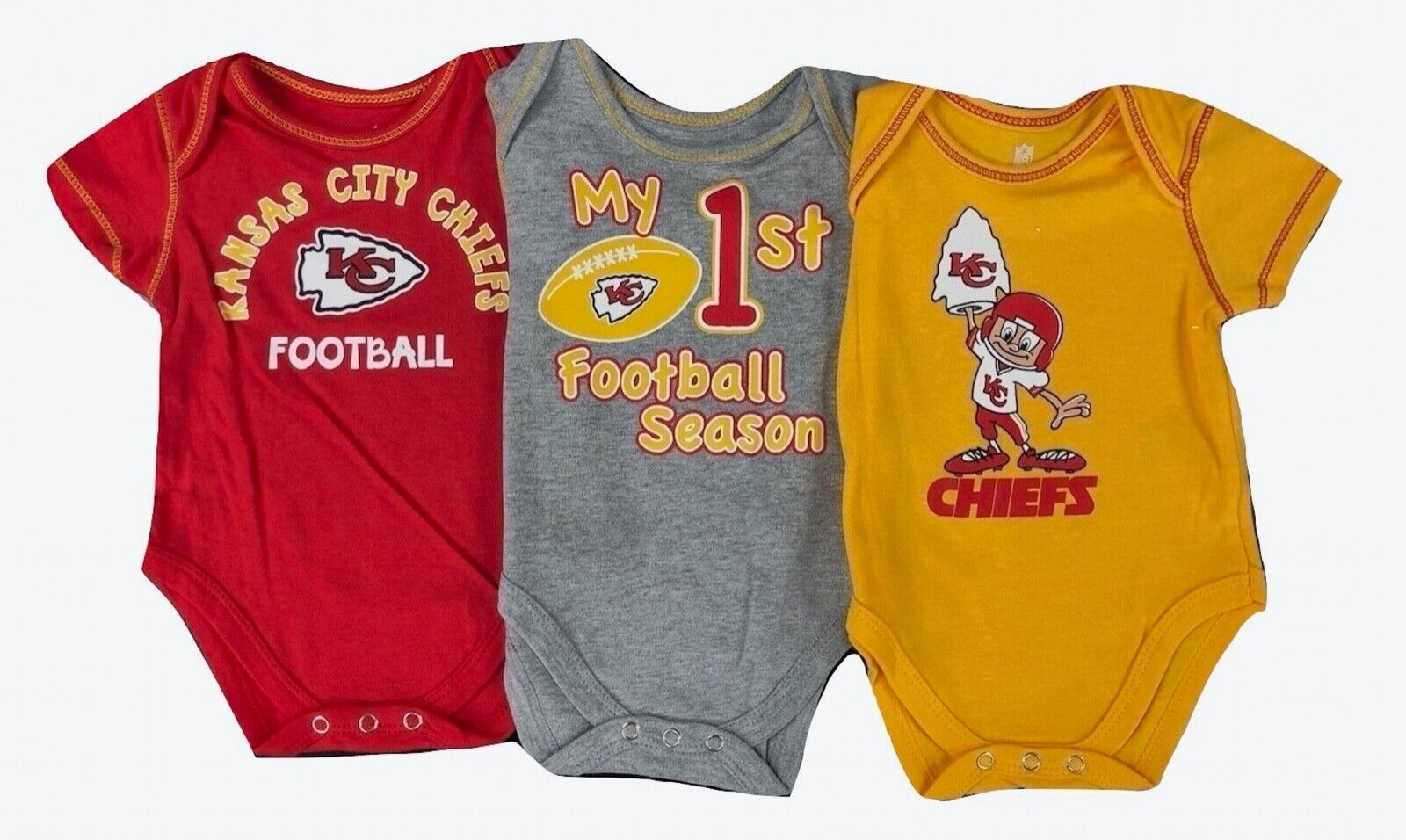 KANSAS CITY CHIEFS OFFICIAL NFL INFANT TEAM APPAREL 3 PC CREEPER SET ...