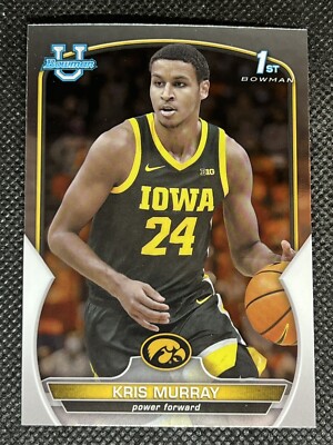 2022-23 Bowman Chrome University KRIS MURRAY RC #71 ROOKIE CARD Iowa ...