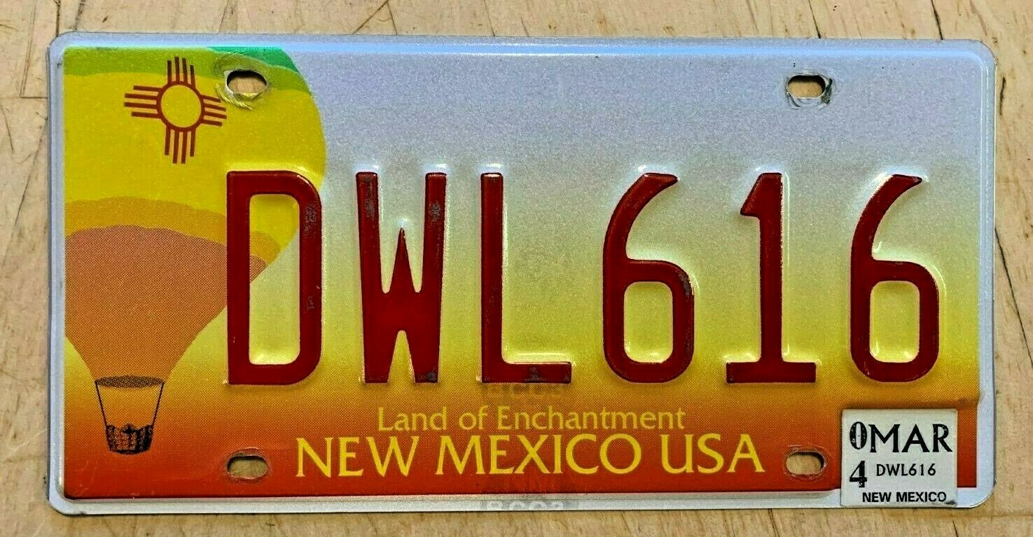 2004 NEW MEXICO HOT AIR BALLOON GRAPHIC AUTO LICENSE PLATE " DWL 616 ...