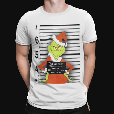 Grinch Mugshot T-Shirt - Xmas Christmas Film Funny TV Happy Lockdown ...