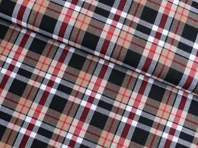 Schottenkaro Karo Stoff Tartan Meterware Rot Weiß auf Camel Schwarz EUR ...
