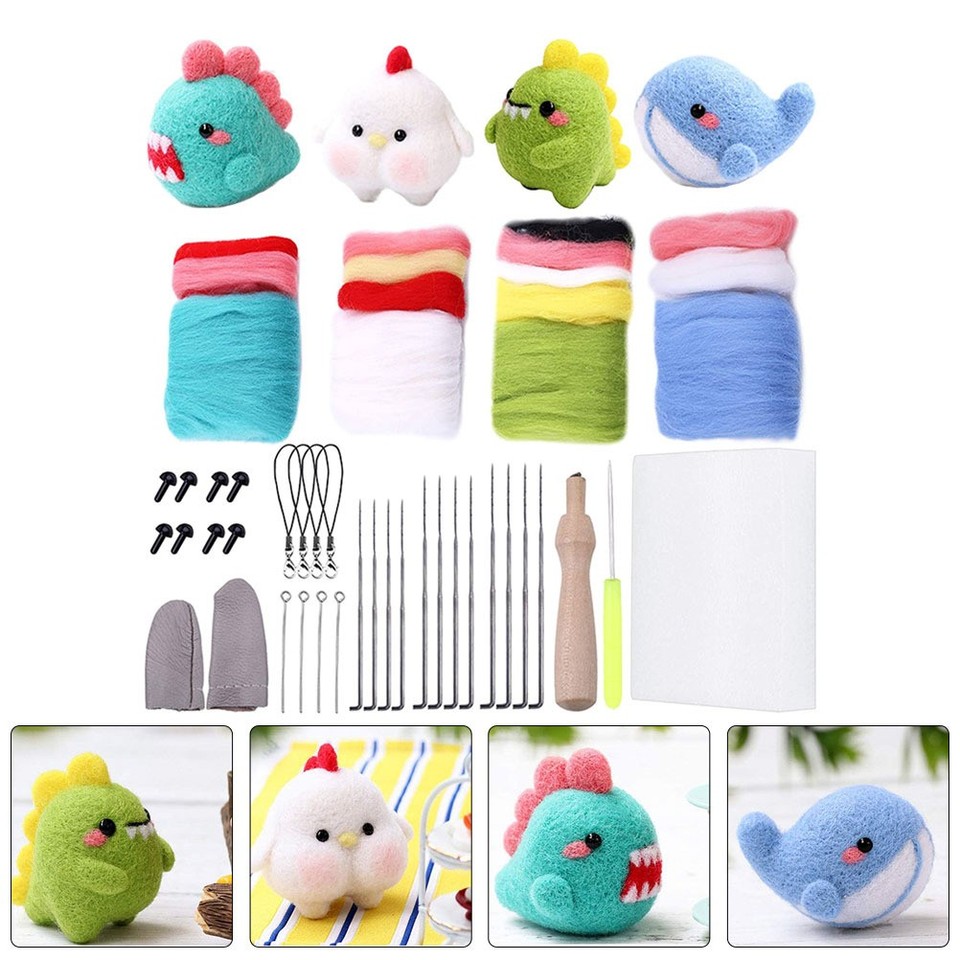 4 Set Animal Felt Craft Kit Needle Felting Kits for Beginners DIY Wool ...