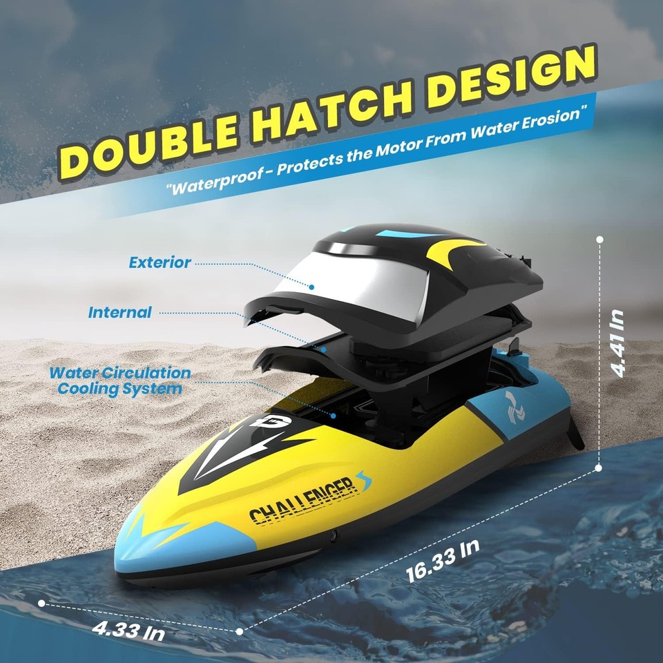DEERC 2.4GHz RC Boat with LED Lights and Anti Capsize Design | eBay