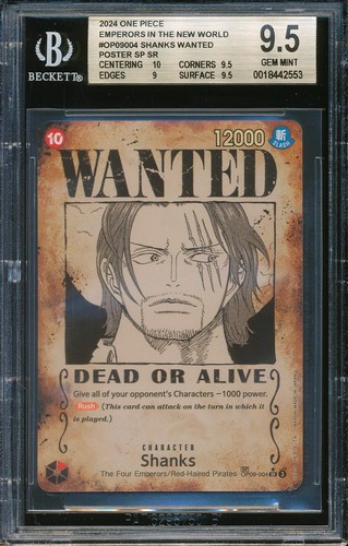 BGS 9.5 2024 One Piece SHANKS Wanted Poster (SP) OP09-004 Emperors New ...